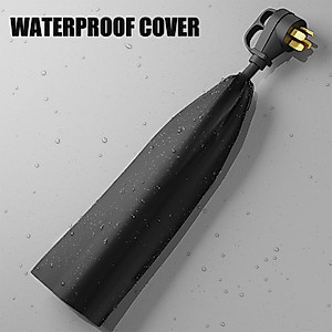 JF.EGWO 50A RV Surge Protector with Waterproof Cover, RV Circuit Analyzer with 6500J Surge Protection - 50 Amp RV Power Surge Protector with 3.55 Inch Smart LED Screen