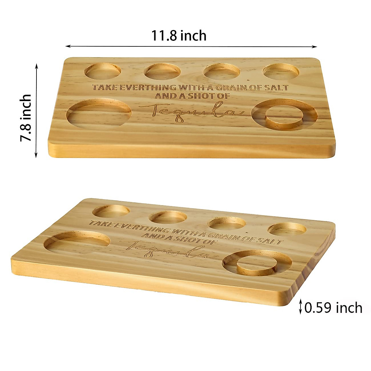 Tequila Fight Board Tequila Gifts Handmade Tequila Shot Tray with Salt Rim for Taco Bar, Family Dinner, Parties