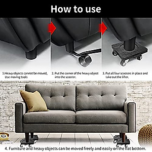 Furniture Dolly 5 Moving Wheels & Furniture Lifter - Heavy Duty 600Lbs Load Capacity Swivel Casters Furniture Movers,Appliances Roller for Heavy Objects,Washing Machine,Refrigerator