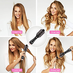 Himimi One-Step Hair Dryer and Hot Air Brush, Professional 4 in 1 Styler Volumizer, Negative Ion Anti-Frizz Blowout for Drying, Straightening, Curling, Salon