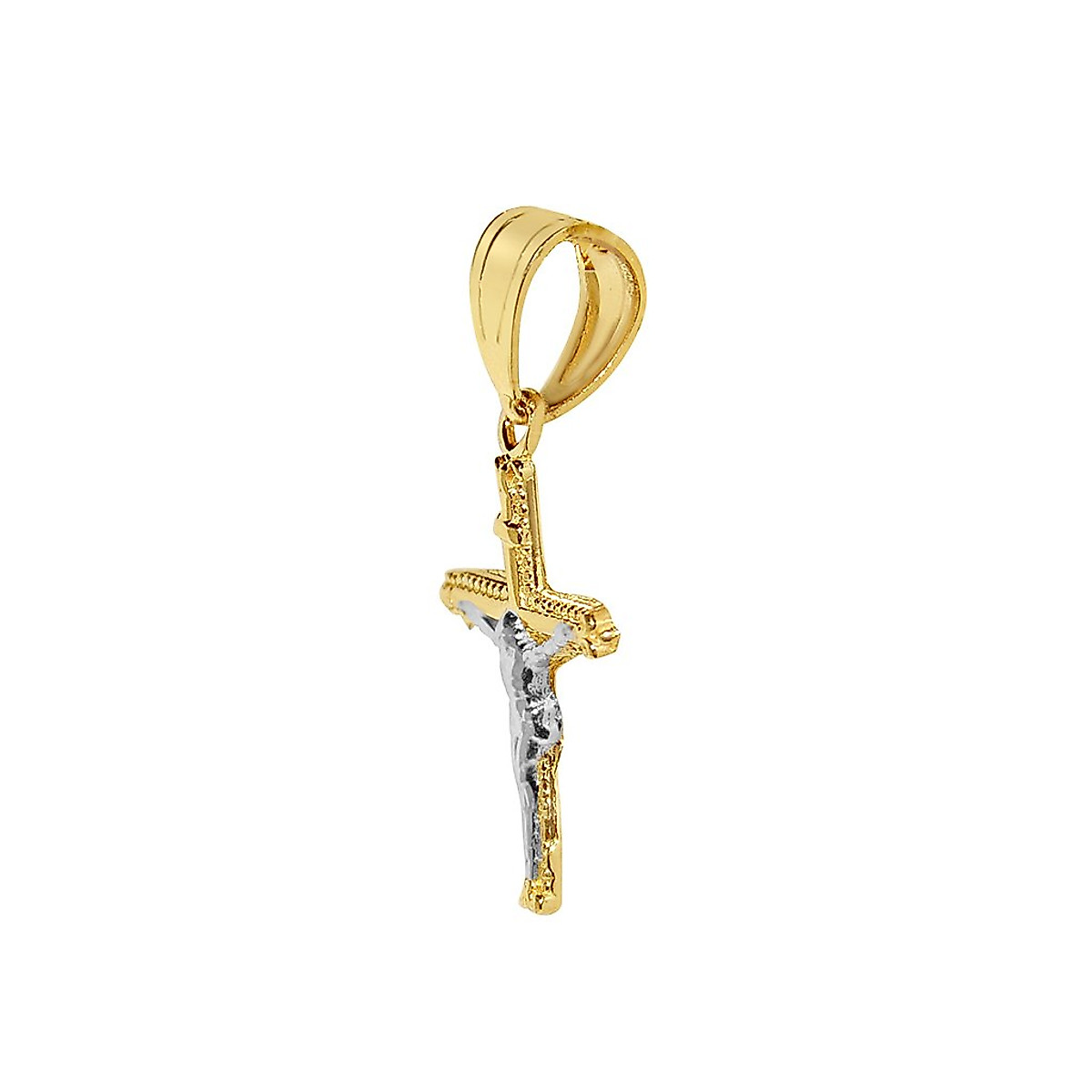 PRECIOUS STARS 14k Two-Tone Gold Crucifix Religious Cross Charm Pendant