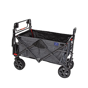 Mac Sports 300LB Capacity Push Wagon with Wheels, Handle and Basket - Grocery Heavy Duty Wagon for Camping, Shopping, and More - All Terrain Folding Wagon Heavy Duty with Lightweight Design (Gray)