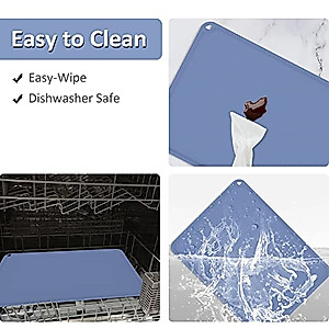 Kids Placemats, Non-Slip Silicone Placemat for Kids, Toddler Placemat for Dining Table, Baby Placemats Portable Food Mats for Kids Toddler Children (2 Pack, Blue,Pink)