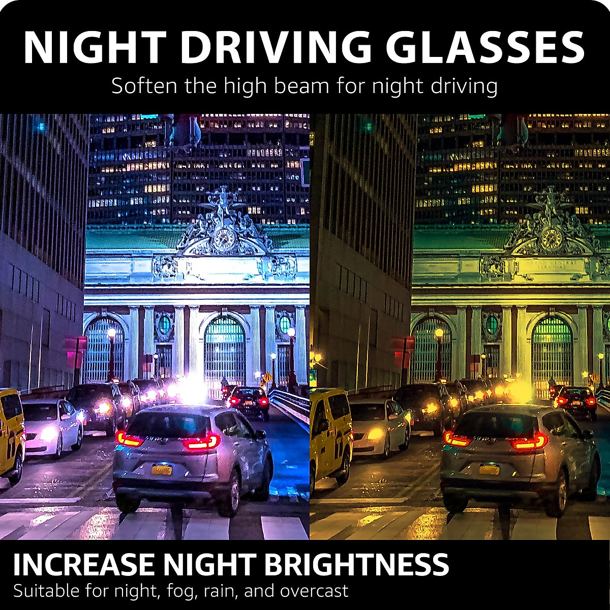 SODQW Aviator Night-Driving Glasses, Night-vision Goggles Anti Glare Polarized Yellow Lens, Fashion Safety Glasses (Gold Frame/Yellow Night-Driving Glasses)