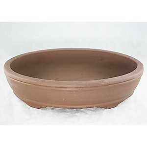 1 Pcs Oval Yixing Zisha Bonsai Pot and Succulent Planter 16.5"x 12.75"x 4.25" + Mesh