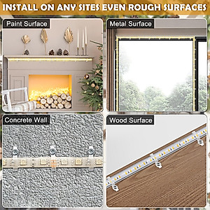 GRIVER 100 Pack Strip Light Mounting Brackets,Fixing Clips,One-Side Fixing,100 Screws Included (Ideal for 10mm Wide Waterproof Strip Lights)