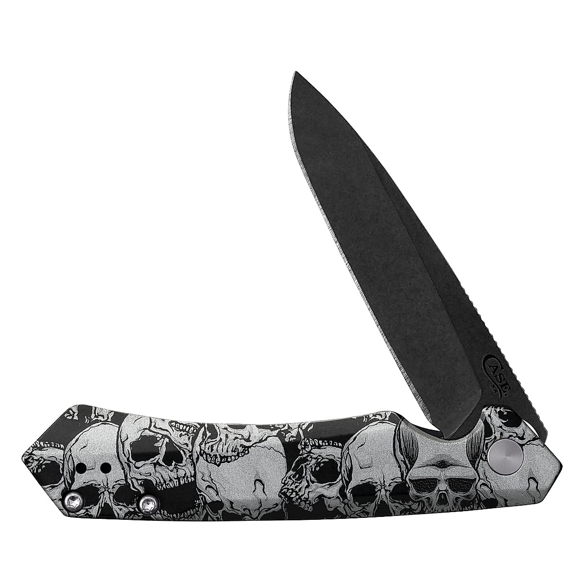 Case xx Knives 2023 Shot Show Kinzua Frame Lock 64645 Skulls Black Aluminum S35VN Pocket Knife