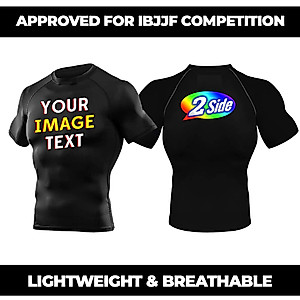 Add Your Text Compression Fitness Training Gear Fight Wear for Gracie Jiu-Jitsu, Short Sleeve Black Large
