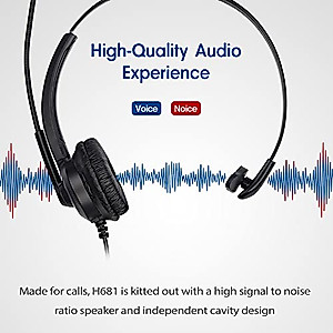 Phone Headset RJ9 with Noise Cancelling Microphone,Office Telephone Headset Compatible with Polycom Avaya ShoreTel Toshiba Digium Nortel Landline Phones, Clear Calls