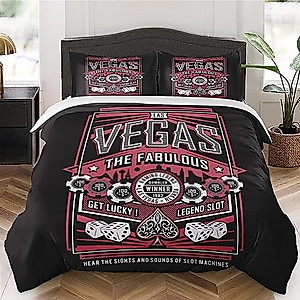 Duvet Cover Twin Size, Gaming Vintage Game City Bedding Set with Zipper Closure for Kids and Adults, Money Red America Comforter Cover with Pillow Sham for Bedroom Bed Decor