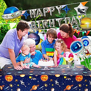 24Pcs 4D Galaxy Space Man Balloons Cartoon Inflatable Rocket Astronaut Earth Spaceship Planet Party Supplies Happy Birthday Decoration Moon Star Foil for Boy Kid Baby Shower Airship Wedding Tablecloth