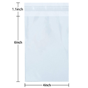 Oueliche 180 Pcs 4x6" Clear Cookie Bags, Self Sealing Cellophane Treat Bags, Great for Gift Giving or Party Favors Packaging, Resealable Candy, Dessert, Bakery Cello Wrapper Bags