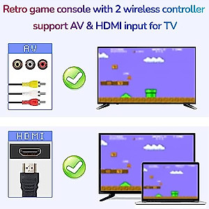 Retro Game Console,Classic Mini Game System Preloaded 820 Video Games and 2 Wireless Controllers,AV and HDMI Retro Toys Gifts for Kids and Adults.