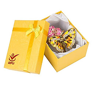 QIFU Decorative Hand Painted Butterfly Hinged Jewelry Trinket Box Unique Gift Home Decor