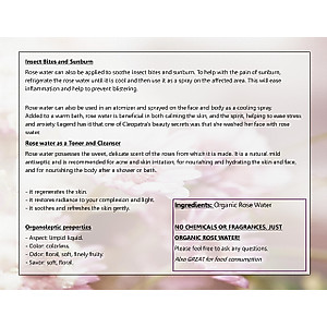 Premium Organic Moroccan Rose Water - 4oz W/Sprayer - Imported From Morocco - 100% Pure (Food Grade) No Oils or Alcohol - Rich in Vitamin A & C Perfect for Hydrating & Rejuvenating Your Face & Neck