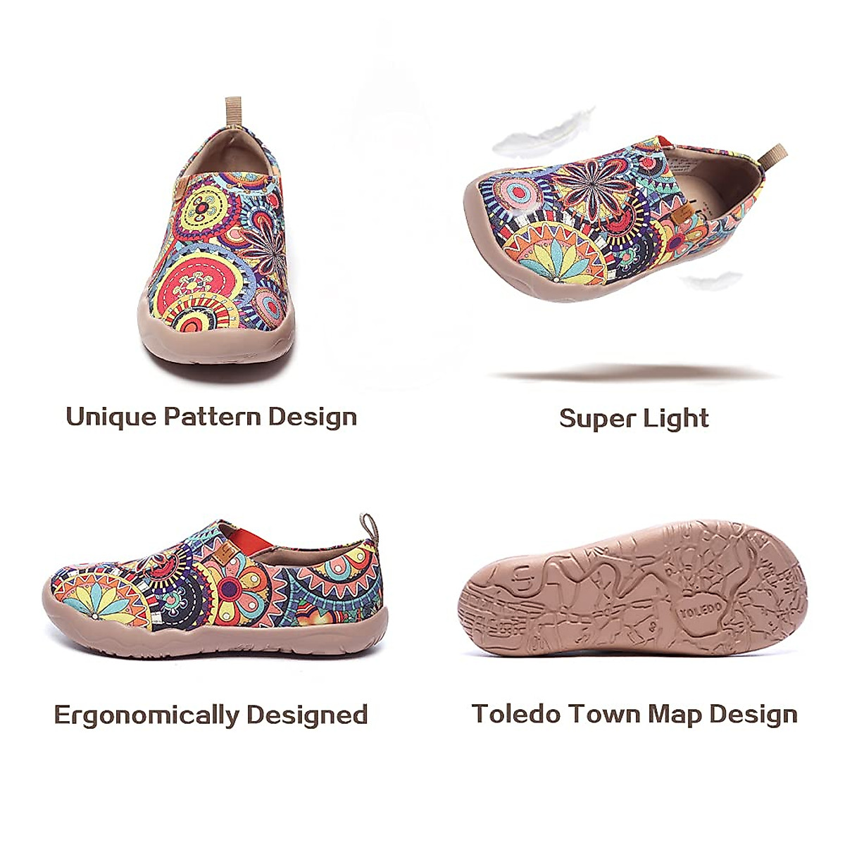 UIN Women's Blossom Painted Fashion Sneaker Canvas Slip-On Travel Shoes (8)