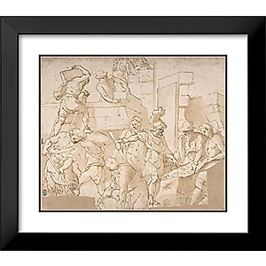 ArtDirect Cesare Nebbia 17x15 Black Modern Frame and Double Matted Museum Art Print Titled - Building (1536-1614)