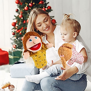6 Pcs Family Hand Puppets 12 Inch Grandparents, Mom & Dad, Brother & Sister Plush Hand Puppet Toys Role-Play Toy Puppets for Kids Storytelling Imaginative Pretend Play Teaching Preschool(6 Family A)