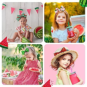 6 Roll 30 Yard Watermelon Wired Edge Ribbon Summer Wired Ribbon Watermelon Print Ribbons DIY Stripe Burlap Fruit Ribbon Roll Gift Wrapping Ribbon for Wreath Craft Baby Shower Party Decoration