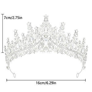 Generic Queen Crown Silver Wedding Crystal Tiaras Rhinestone Wedding Crowns and Tiaras for Women Costume Party Hair Accessories Princess Birthday Crown
