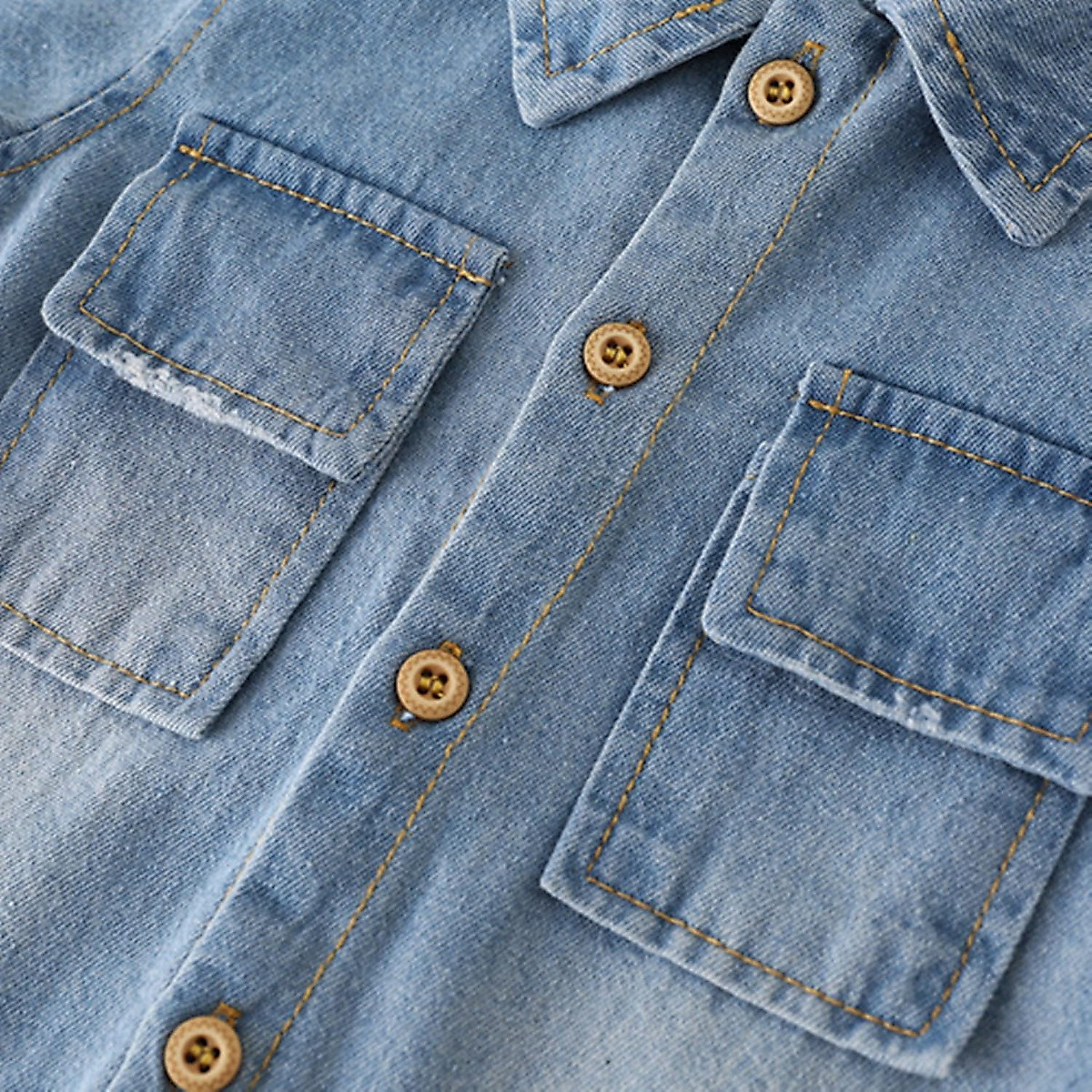 Alunsito Autumn Toddler Baby Boy Romper Long Sleeve Jumpsuit Animal Printed One-Piece Button-Down Denim Bodysuit Giraffe 73 3-6 Months