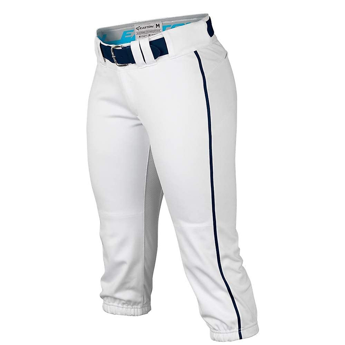Easton Pro Fastpitch Women's Softball Piped Belt Loops Pants, white/navy, XX-Large