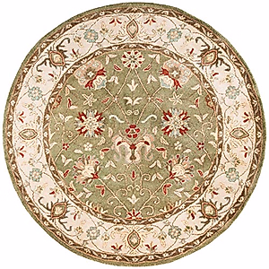 SAFAVIEH Antiquity Collection 6' Round Sage AT21D Handmade Traditional Oriental Premium Wool Area Rug
