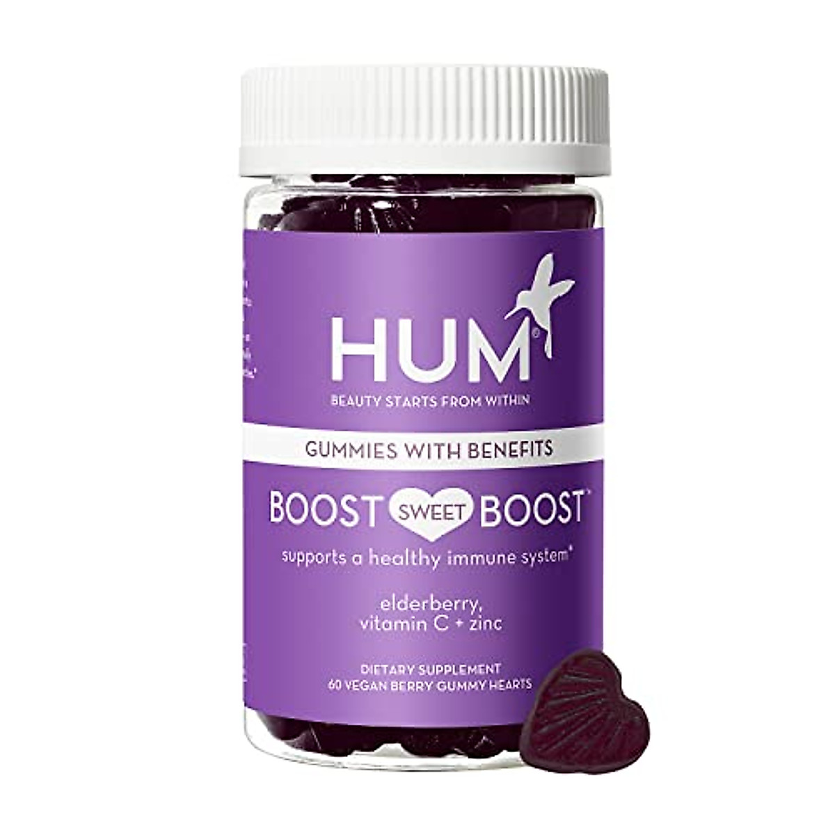 HUM Boost Sweet Boost - Immune Support Gummies with Vitamin C, Zinc & Elderberry - Elderberry Gummies for Immune System Support & General Wellness (60 Vegan Gummies)
