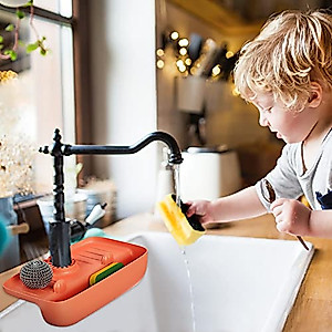 Faucet Spl𝚊sh-Proof Draining Rack, Kitchen Sink Water Collection Pad Non-Slip Countertop Pad, Non-slip Table Mat Kitchen Rag Sponge Wipe Drainage Storage Rack