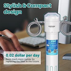 ICEPURE Under Sink Drinking Water Filter System, 5 Years or 40000 Gallons Ultra High Capacity NSF/ANSI 42 Certified, Direct Connect Under Counter, 0.5 Micron Removes 99.99% Chlorine, Heavy Metals
