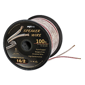 High Performance 16 Gauge Speaker Wire, Oxygen Free Pure Copper - UL Listed Class 2 (50 Feet Spool)