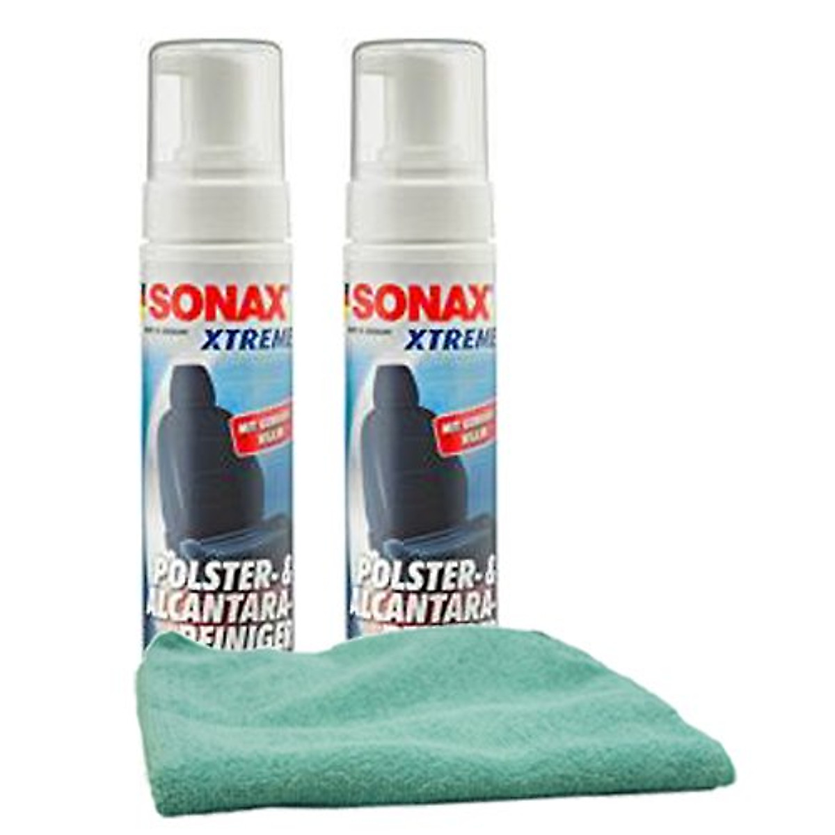 Sonax Upholstery & Alcantara Cleaner (250 ml) Bundle with Microfiber Cloth (3 Items)