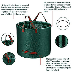 3 Pack Reusable Garden Waste Bags Yard Leaf Bags with Gardening Gloves Patio Waste Container Trash Containers Plant Clippings Bag, 3 Size