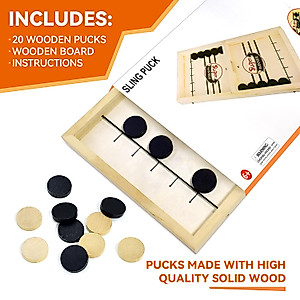 BAKAM Super Fast Sling Puck Game, Portable Table Hockey Game for Kids and Adults, Tabletop Slingshot Games Toys for Boys and Girls, Desktop Sport Board Game for Family Game Night Fun (Large Winner)