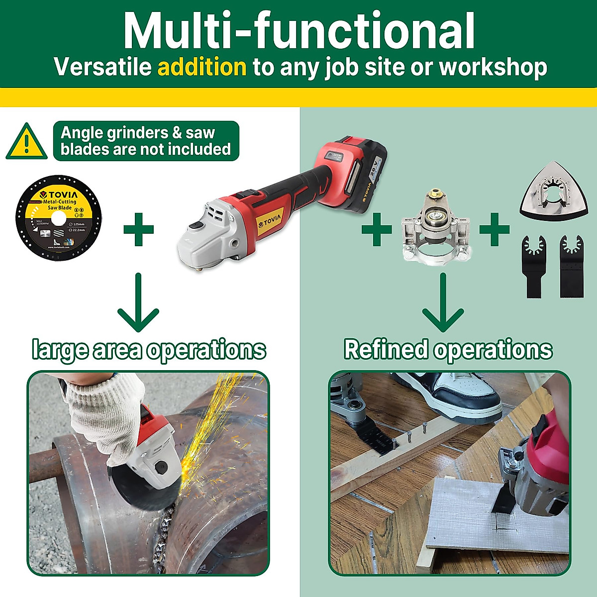 Converter Oscillating Tool Adapter Kit, Scimaker 5/8" M10 M14 Multifunction Oscillating Saw Blades Set for Grinding, Trimming and Removal