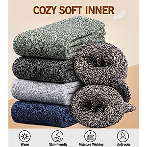 Yeblues 5 Pairs Merino Wool Socks Mens, Thick Warm Winter Socks, Hiking Socks Soft Casual Socks for Men，SIZE 6-13