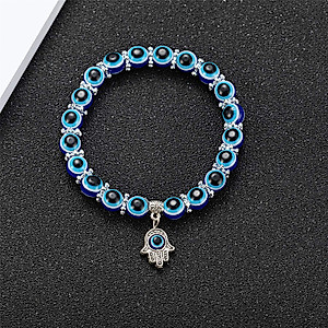 kelistom Evil Eye Hamsa Hand Bracelet for Protection and Luck Handmade Link Bracelets for Women Men Amulet Jewelry