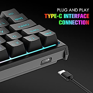 60% Gaming Keyboard and Mouse Combo with Wired RGB Backlight Mechanical Keyboard,12000 DPI Lightweight Gaming Mouse,Gaming Mouse pad for PC Gamers and Xbox and PS4 Users (Black)