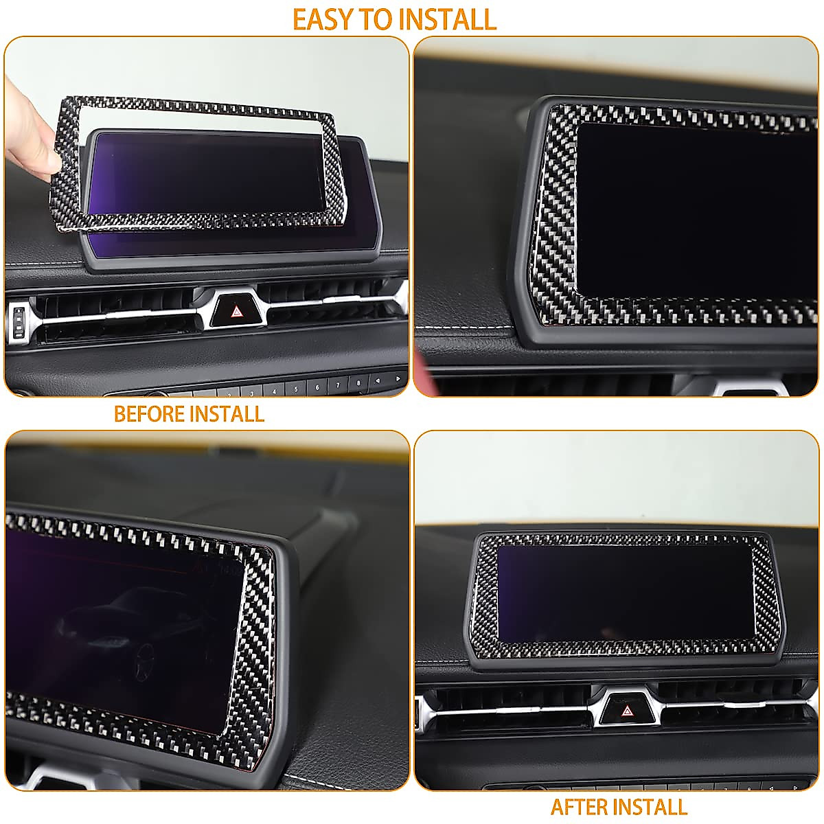 Soft Carbon Fiber GPS Screen Frame Fit for Toyota Supra GR A90 A91 MK5 2019-2024 Navigation Screen Trim Sticker, Center Display Frame Trim Cover Decoration, 1 PCS (Black)