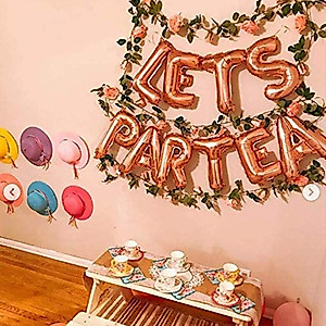 LaVenty 12 PCS LET'S PAR TEA Balloons Tea Party Birthday Banner Tea Party Decorations Lets Par-Tea Party Decor Par Tea Baby Shower Par Tea First Birthday Decoration Flower Garland(180inch)