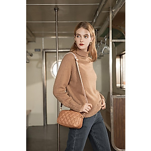 Telena RFID Crossbody Wallet Purse for Women Vegan Leather Crossbody Purse with Phone Pocket Wristlet Wallet Purses for Women Rough Coffee