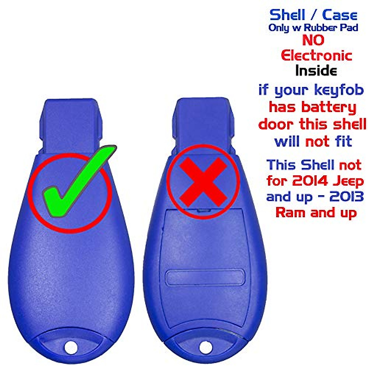 1 New Blue Keyless Entry 3 Button Remote Key Fob Shell / CASE M3N5WY783X, IYZC01C 56046707AE for Chrysler Town Country Dodge Challenger Charger Durango Grand Caravan Journey Ram