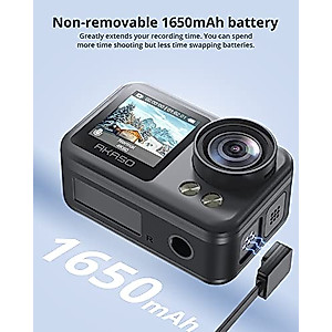 AKASO Brave 4 Elite 4K60fps 20MP Ultra HD Action Camera IPX8 33FT Underwater Camcorder Waterproof Camera with 64GB Storage, Touch Screen, Stabilization 2.0, Built-in 1650mAh Battery and Accessory Kit