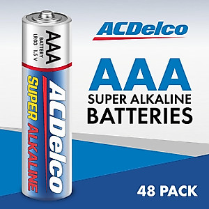 ACDelco 48-Count AAA Batteries, Maximum Power Super Alkaline Battery, 10-Year Shelf Life, Reclosable Packaging
