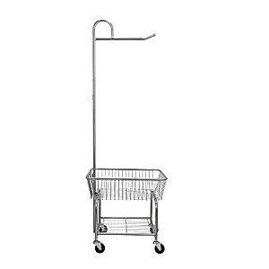 Household Essentials 6028-1 Rolling Laundry Cart with Hanging Bar - Chrome Finish
