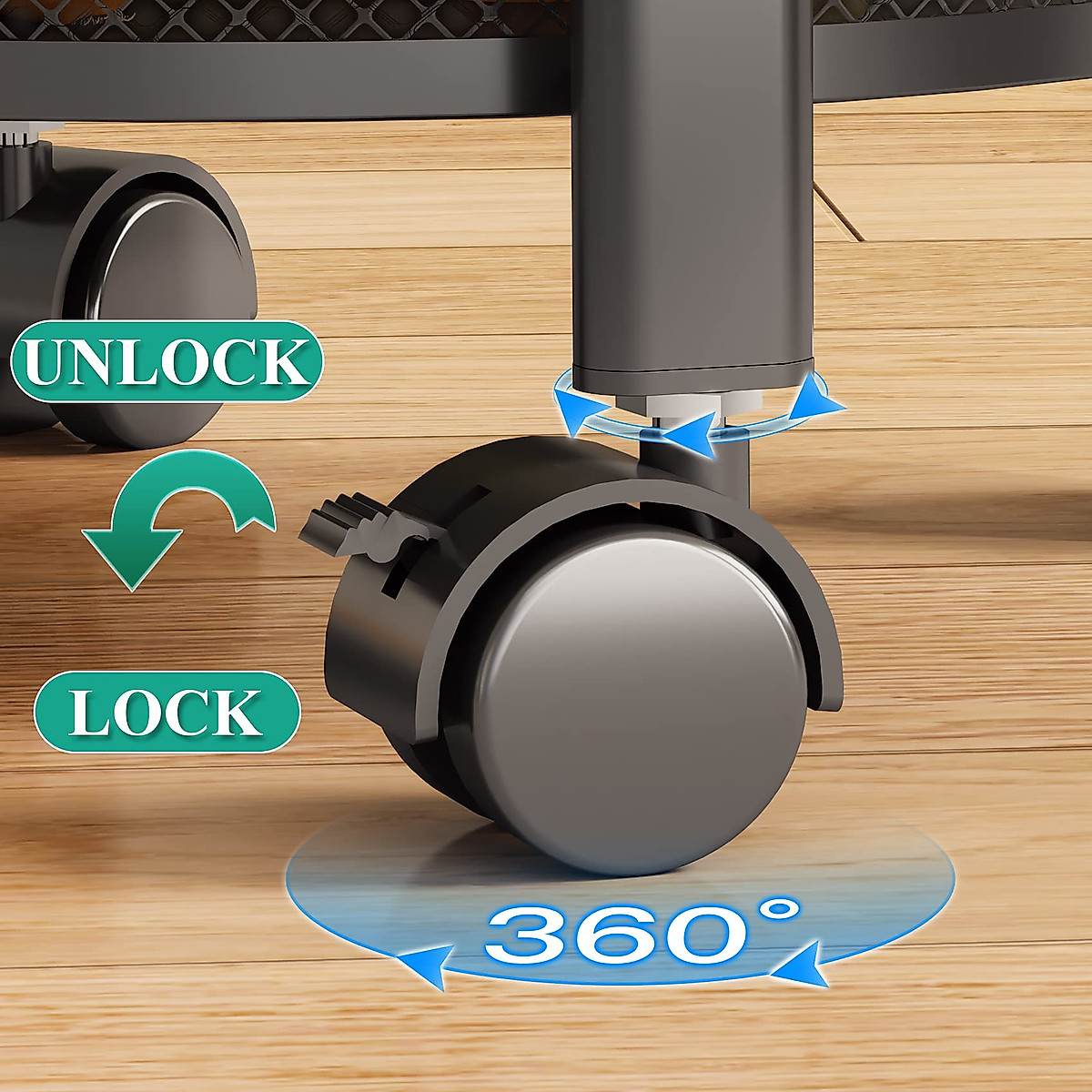 Collapsible Rolling Cart, 4-Tier Metal Storage Utility Cart for Kitchen Home Office Outdoor, Black