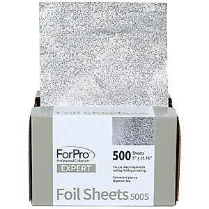 ForPro Professional Collection Expert Embossed Foil Sheets 500S, Aluminum Foil, Pop-Up Foil Dispenser, Hair Foils for Color Application and Highlighting Services, Food Safe, 5"W x 10.75"L, 500-Count