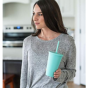 Tumblers with Lids (12 pack) 16oz Colored Acrylic Cups with Lids and Straws | Double Wall Matte Plastic Bulk Tumblers With FREE Straw Cleaner! Vinyl Customizable DIY Gifts (Assorted)