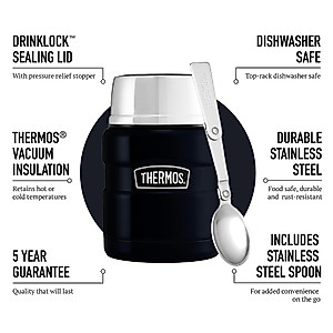 THERMOS 183270 Stainless King Food Flask, Midnight Blue, 470 ml