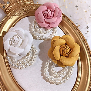 ZZ ZINFANDEL Bohemian Pearl Safety Brooch Pins Flower Brooch Hair Flowers Hairpin Brooch Headpieces,Brooch Pins Shawl Clips for Women Girls Vintage Collar Brooch (Yellow)